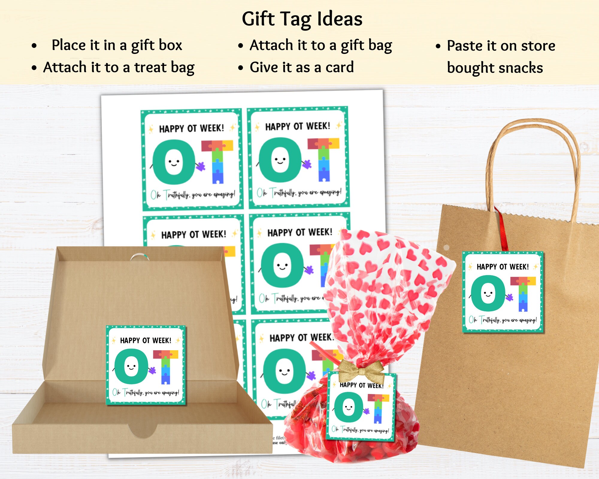 Occupational Therapy Week Printable Gift Tags Happy OT Week - Etsy