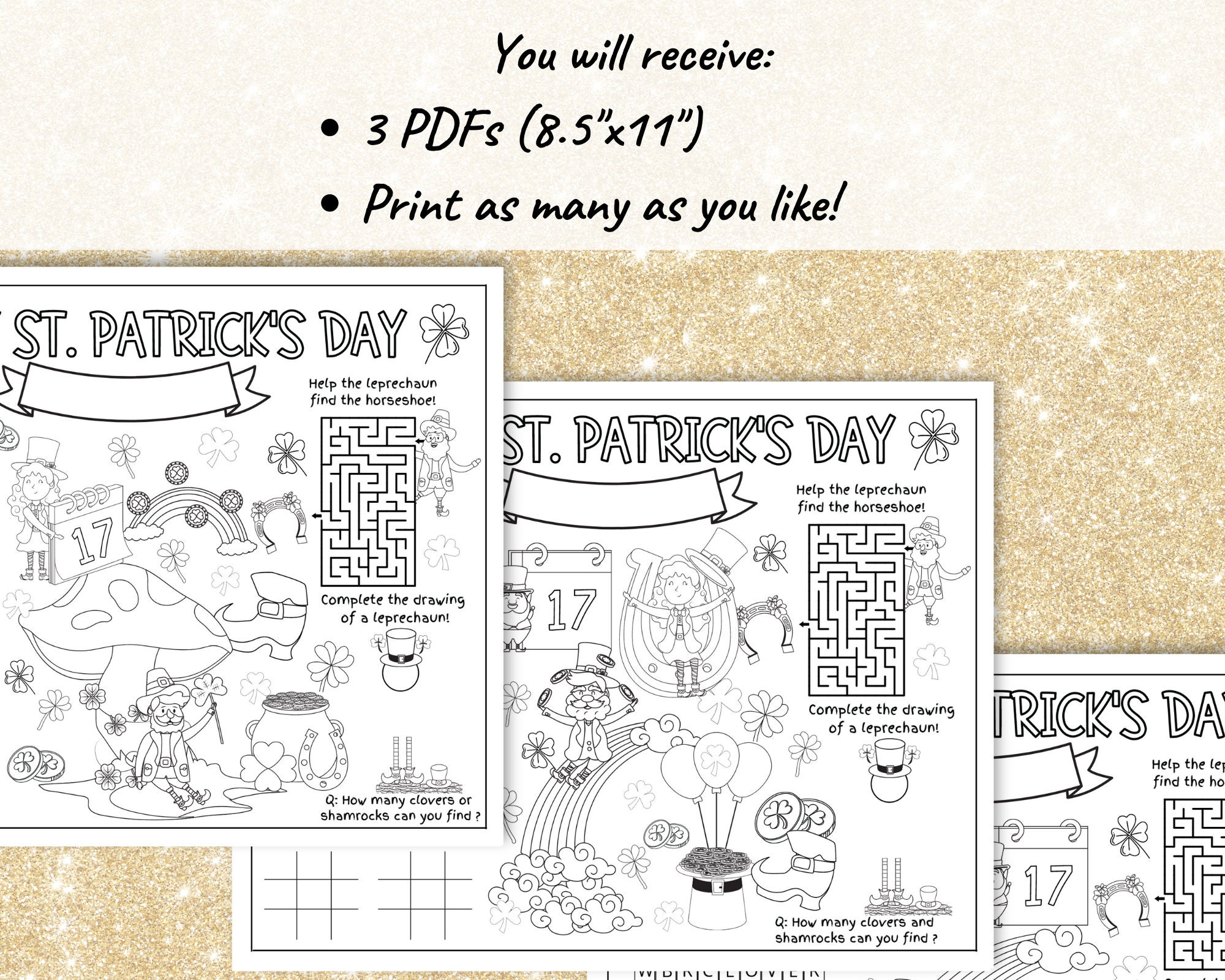 St Patricks Day Coloring Activity Bundle St Patricks Day Coloring ...