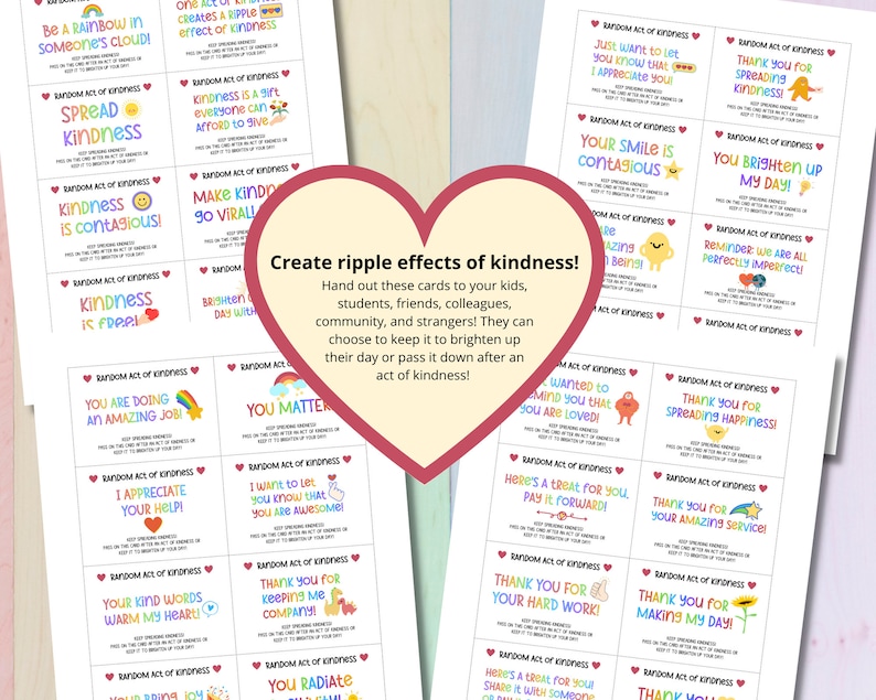 Random Act of Kindness Cards | Printable Act of Kindness Cards | Pay It ...