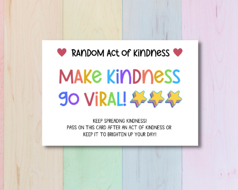 Random Act Of Kindness Cards Printable Act Of Kindness Cards Etsy