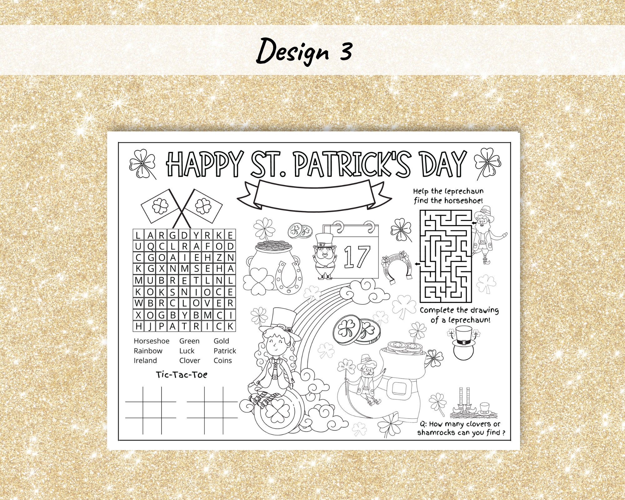 St Patricks Day Coloring Activity Bundle St Patricks Day Coloring ...