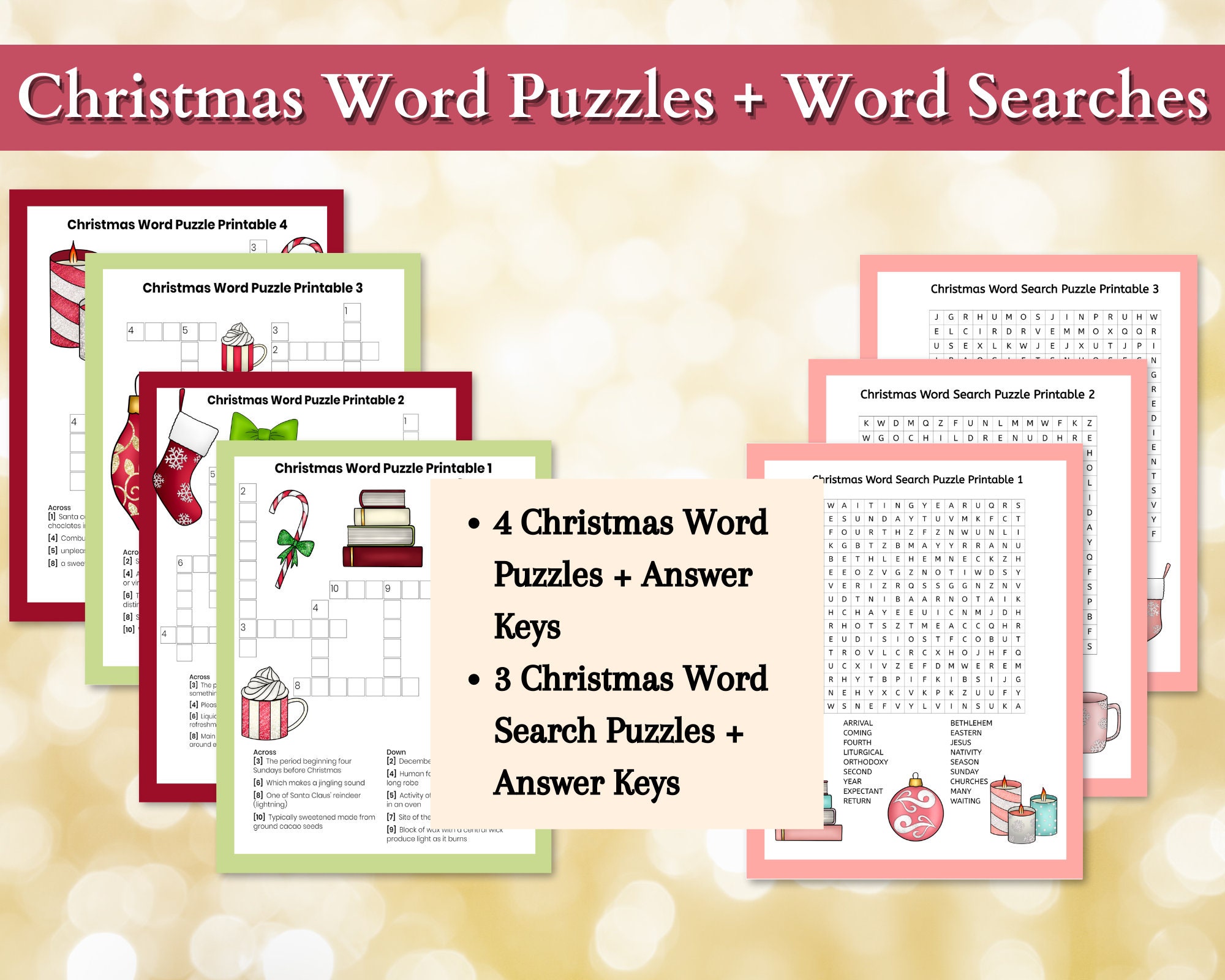 Kids Christmas Activities Bundle Printable Christmas Games Activity ...