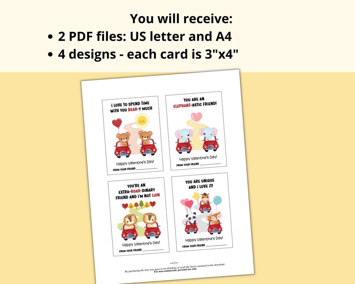 Printable Kids Animals Valentines Cards Gift Tags Zoo and Farm Animals ...