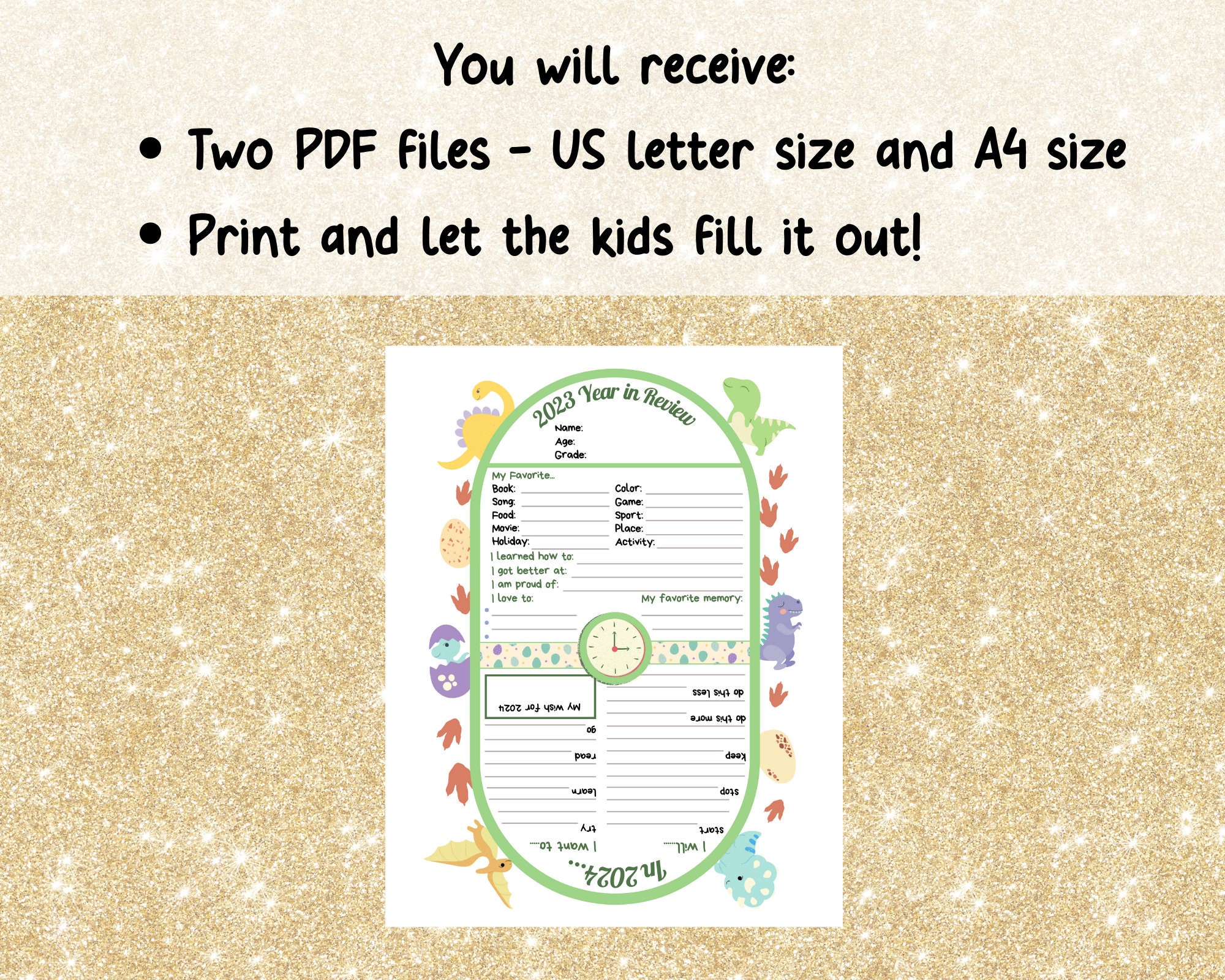 2023 Kids Time Capsule Printable | 2024 New Years Resolution | Kids ...