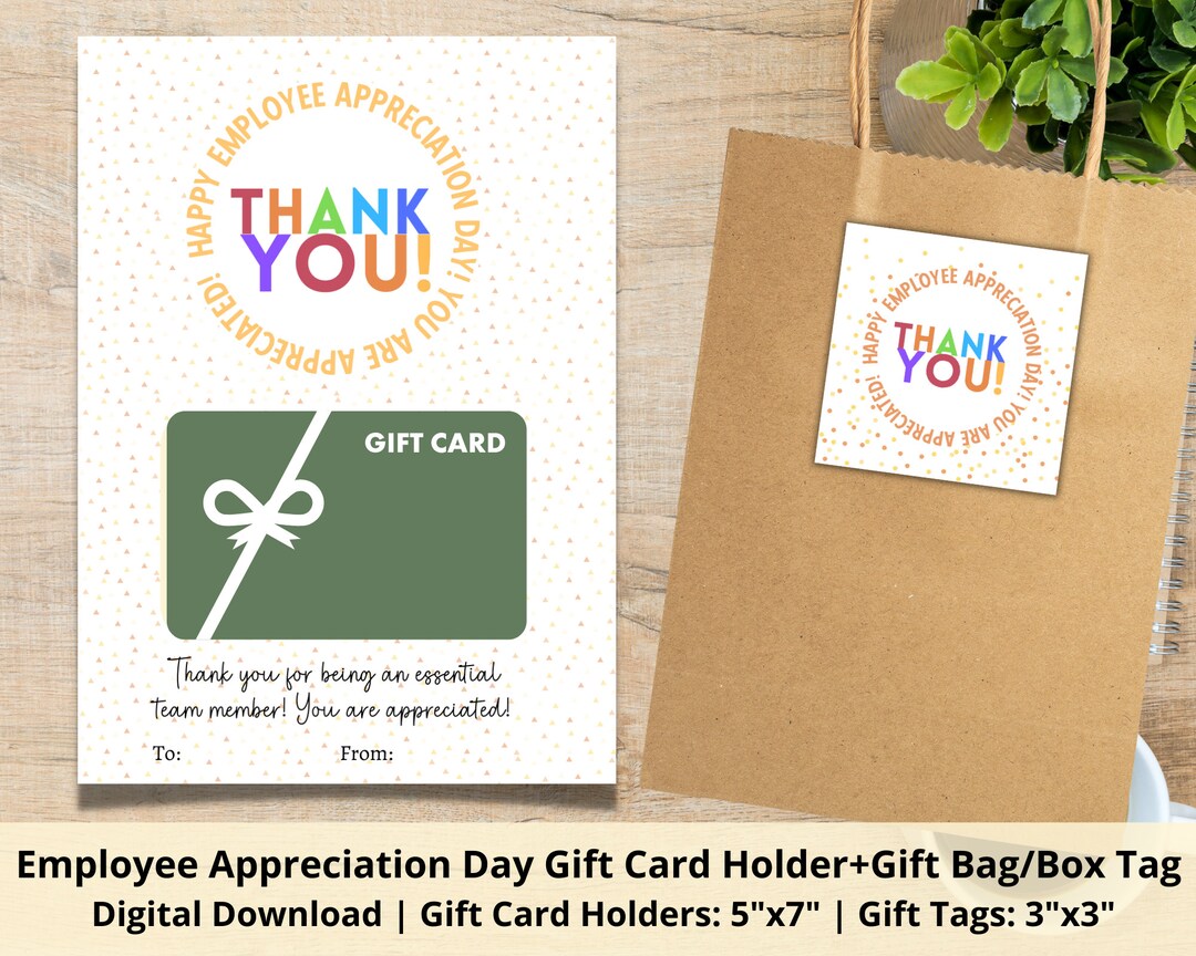 Employee Appreciation Day Gift Card Holder | Printable Staff ...