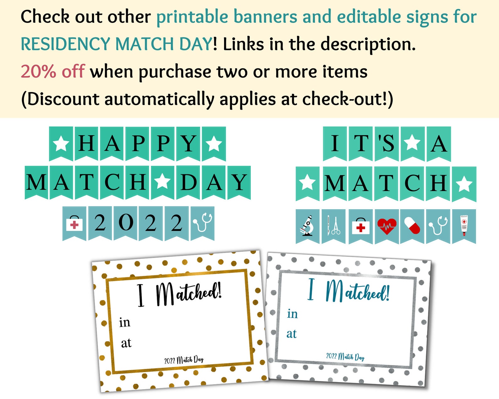 It's A Match Printable Banner Residency Match Day | Etsy