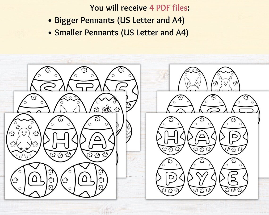 Kids Easter DIY Coloring Banner Crafts Printable Happy - Etsy