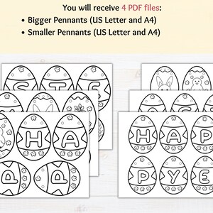 Kids Easter DIY Coloring Banner Crafts | Printable Happy Easter DIY ...