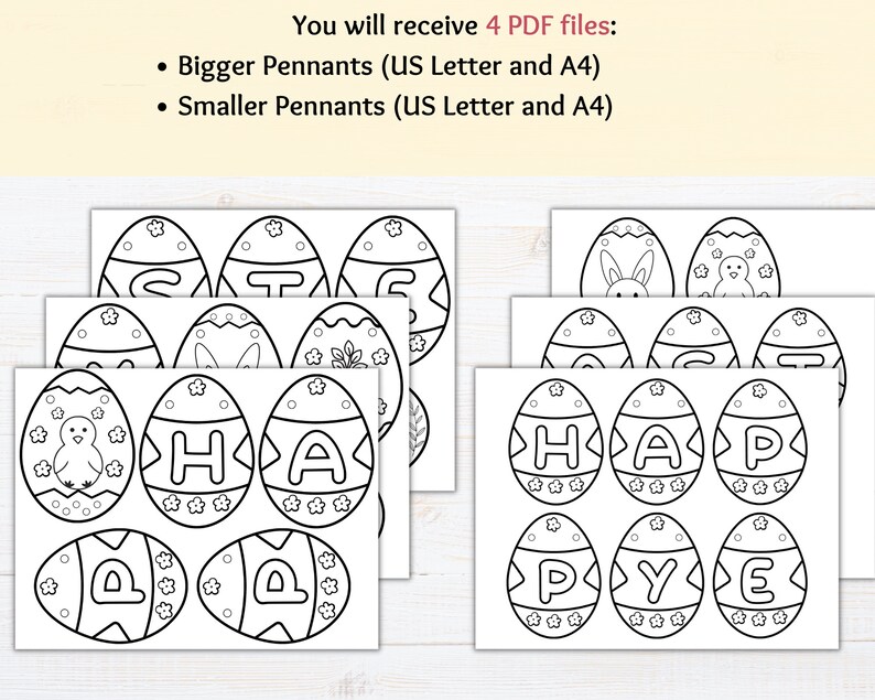 Kids Easter DIY Coloring Banner Crafts | Printable Happy Easter DIY ...