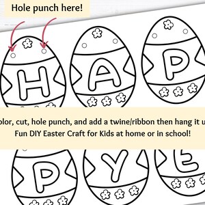 Kids Easter DIY Coloring Banner Crafts | Printable Happy Easter DIY ...