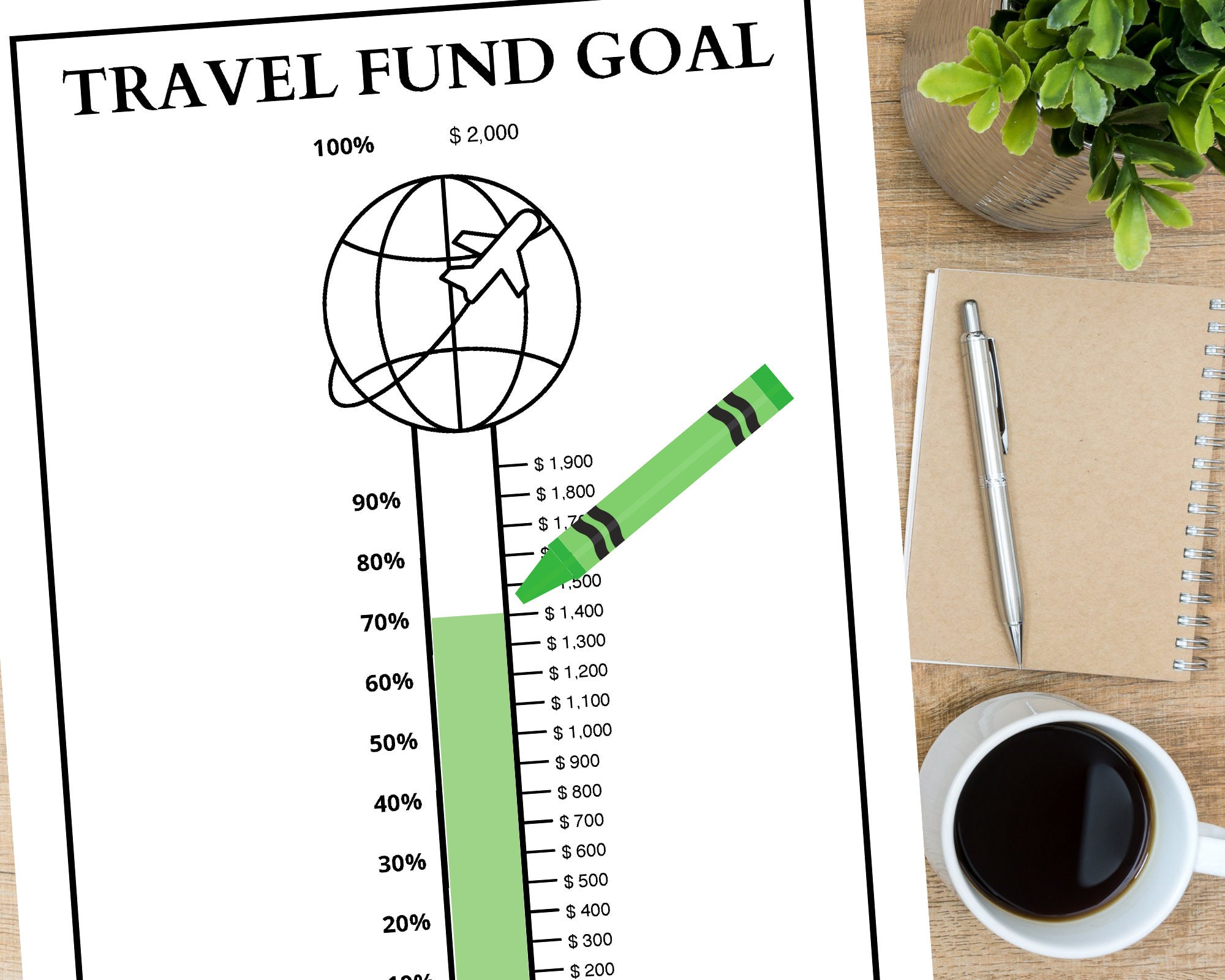 Travel Fund Goal Tracker Printable | Vacation Fund Goal Tracker ...