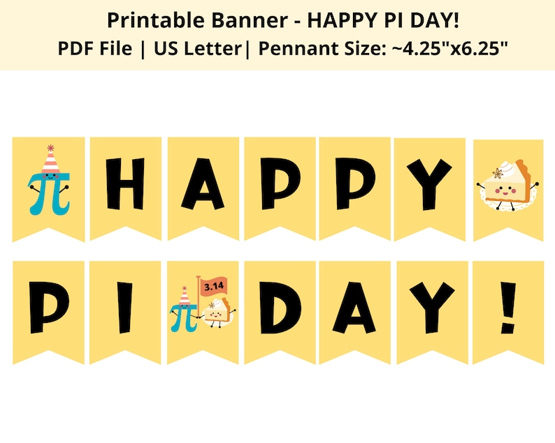 Pi Day Printable Banner | Happy Pi Day Banner | Pi Day Classroom Banner ...