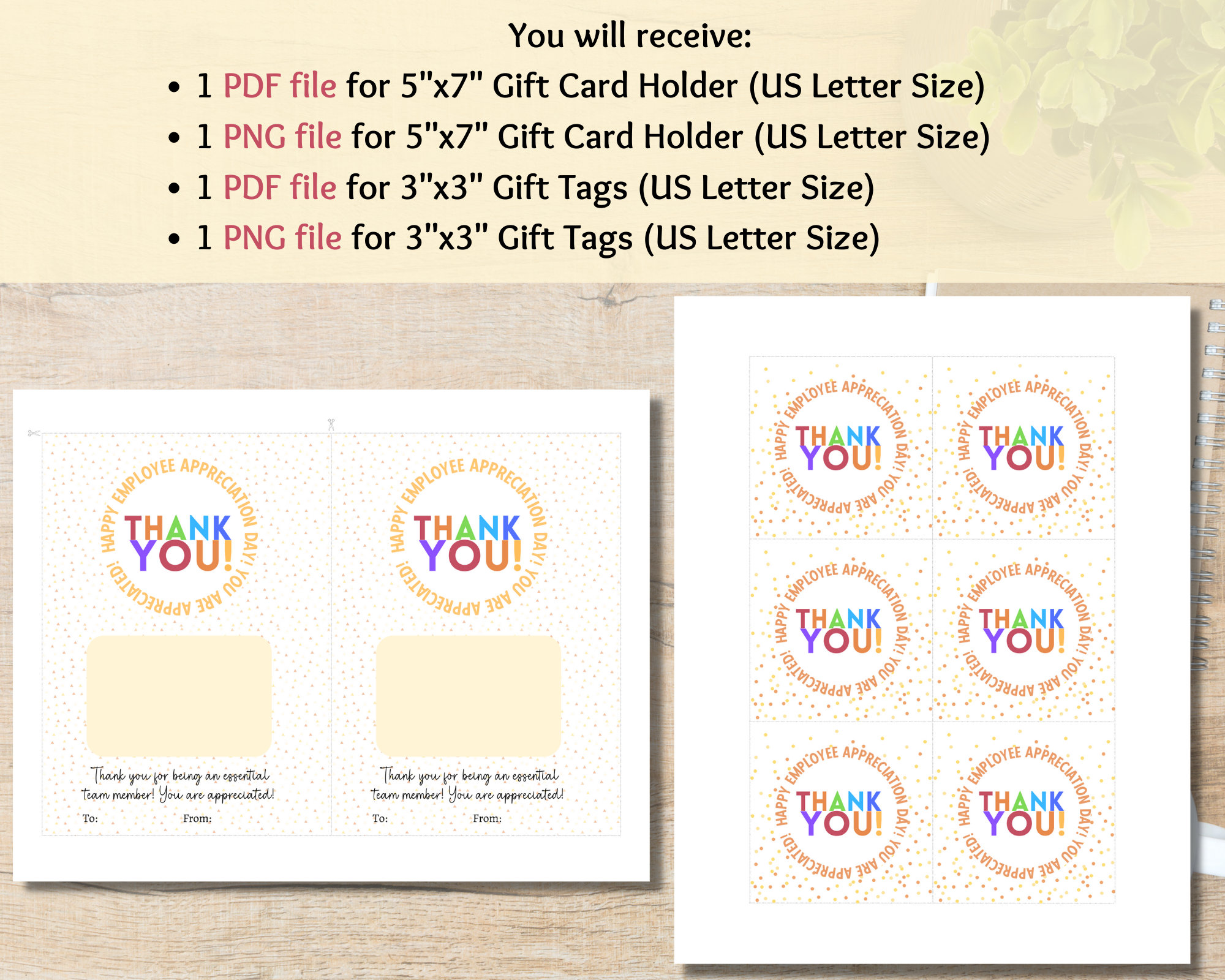 Employee Appreciation Day Gift Card Holder | Printable Staff ...