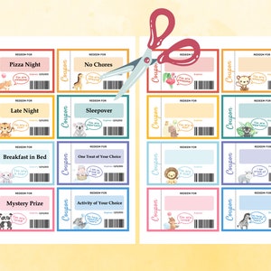 Editable Kids Coupons | Printable Kids Reward Cards | Animal Coupons ...