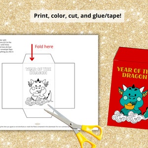 2024 Printable Lunar New Year DIY Red Envelope Year of the Dragon ...