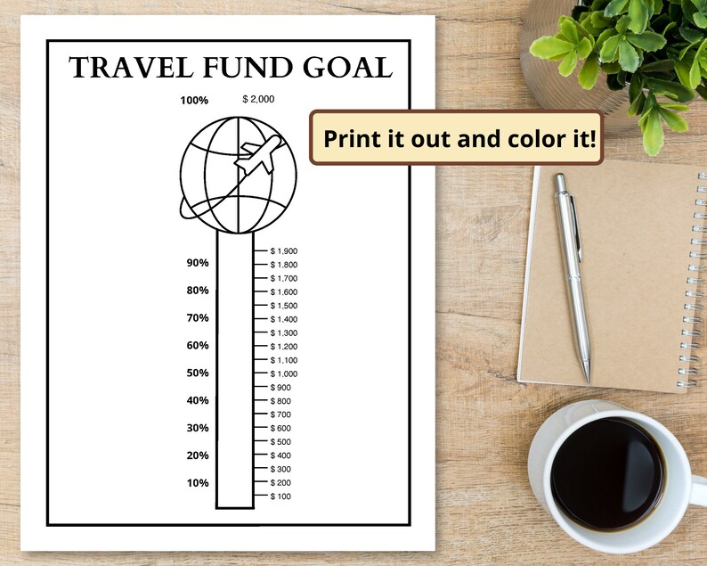 Travel Fund Goal Tracker Printable | Vacation Fund Goal Tracker ...