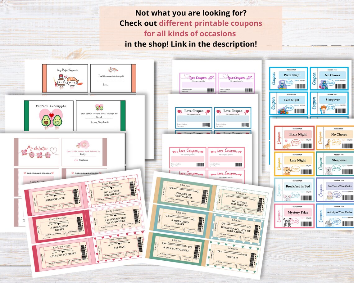 Editable Kids Coupons Printable Kids Reward Cards Animal | Etsy