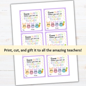 Easter Gift Tag for Teacher | Printable Easter Bunny Teacher Gift Tag ...