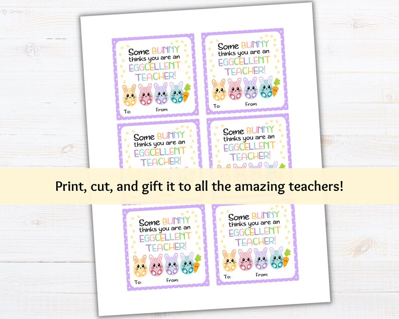 Easter Gift Tag for Teacher | Printable Easter Bunny Teacher Gift Tag ...
