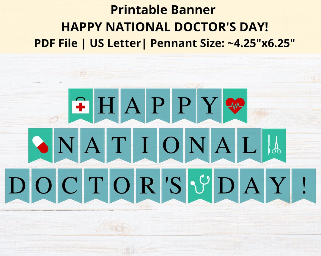 Happy National Doctor's Day Printable Banner | Printable Happy Doctors ...