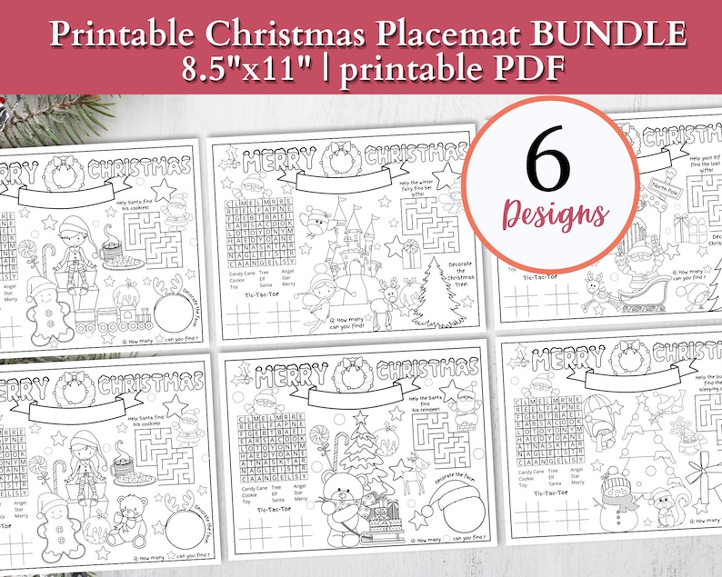 BUNDLE Christmas Placemats | Printable Christmas Coloring Placemats ...