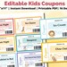 Editable Kids Coupons Printable Kids Reward Cards Animal Coupons ...