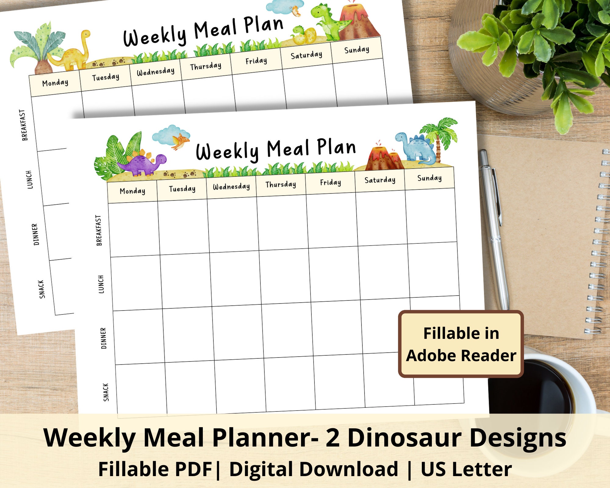 Printable Kids Weekly Meal Planner | Fillable Kids Weekly Menu ...