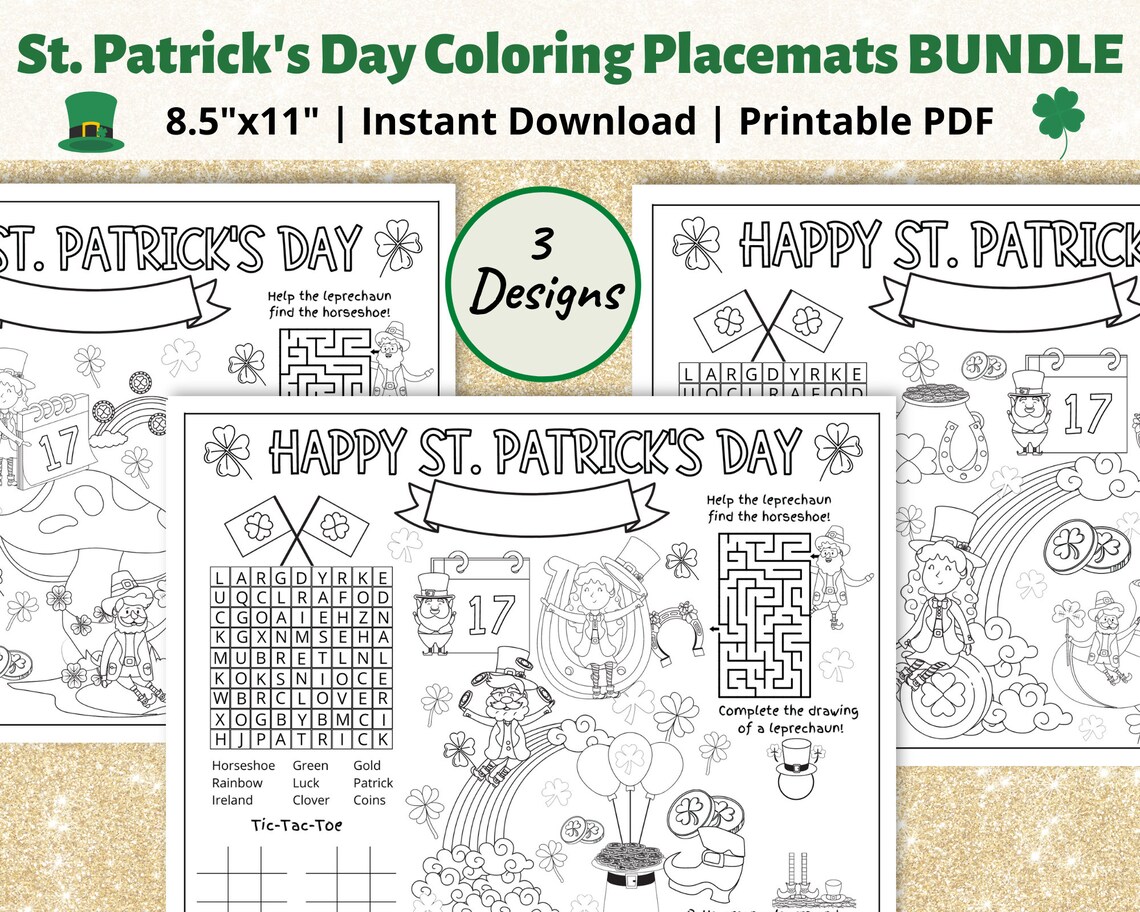 St Patricks Day Coloring Activity Bundle | St Patricks Day Coloring ...