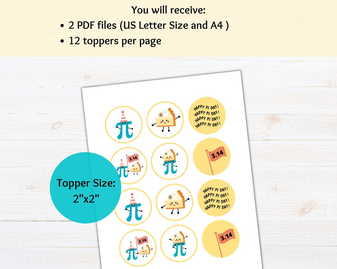 Printable Pi Day Toppers | Pi Day Dessert Toppers | Pi Day Cupcake ...