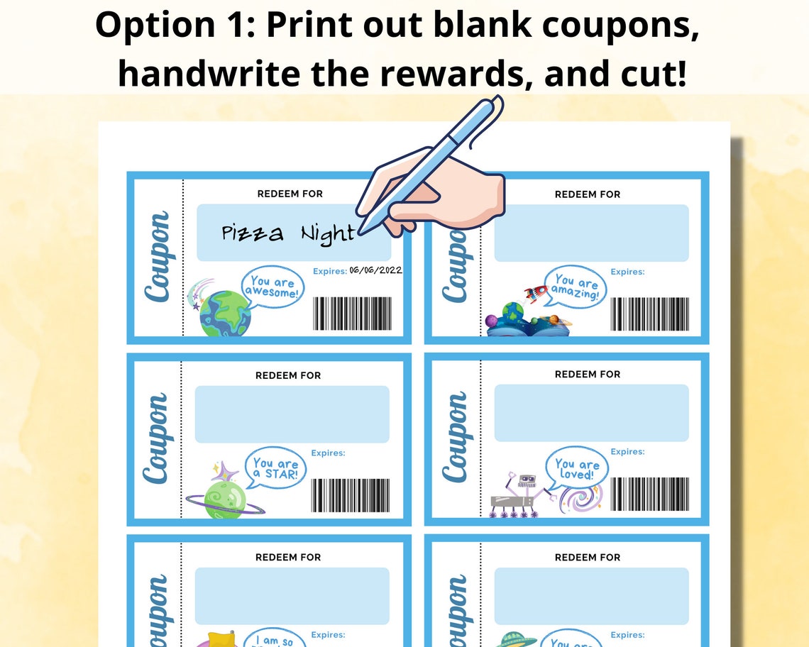 EDITATBLE Kids Coupons Printable Kids Reward Cards - Etsy