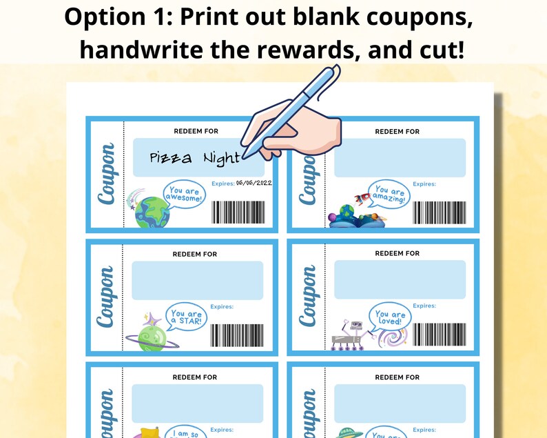 EDITATBLE Kids Coupons | Printable Kids Reward Cards | Printable ...