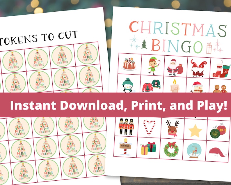 Christmas Bingo Printable 30 Printable Bingo Cards Christmas Party Game ...