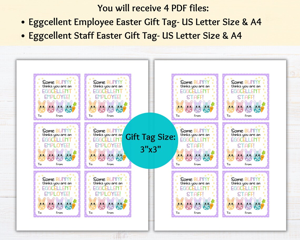 Easter Gift Tag for Employee and Staff Printable Easter - Etsy