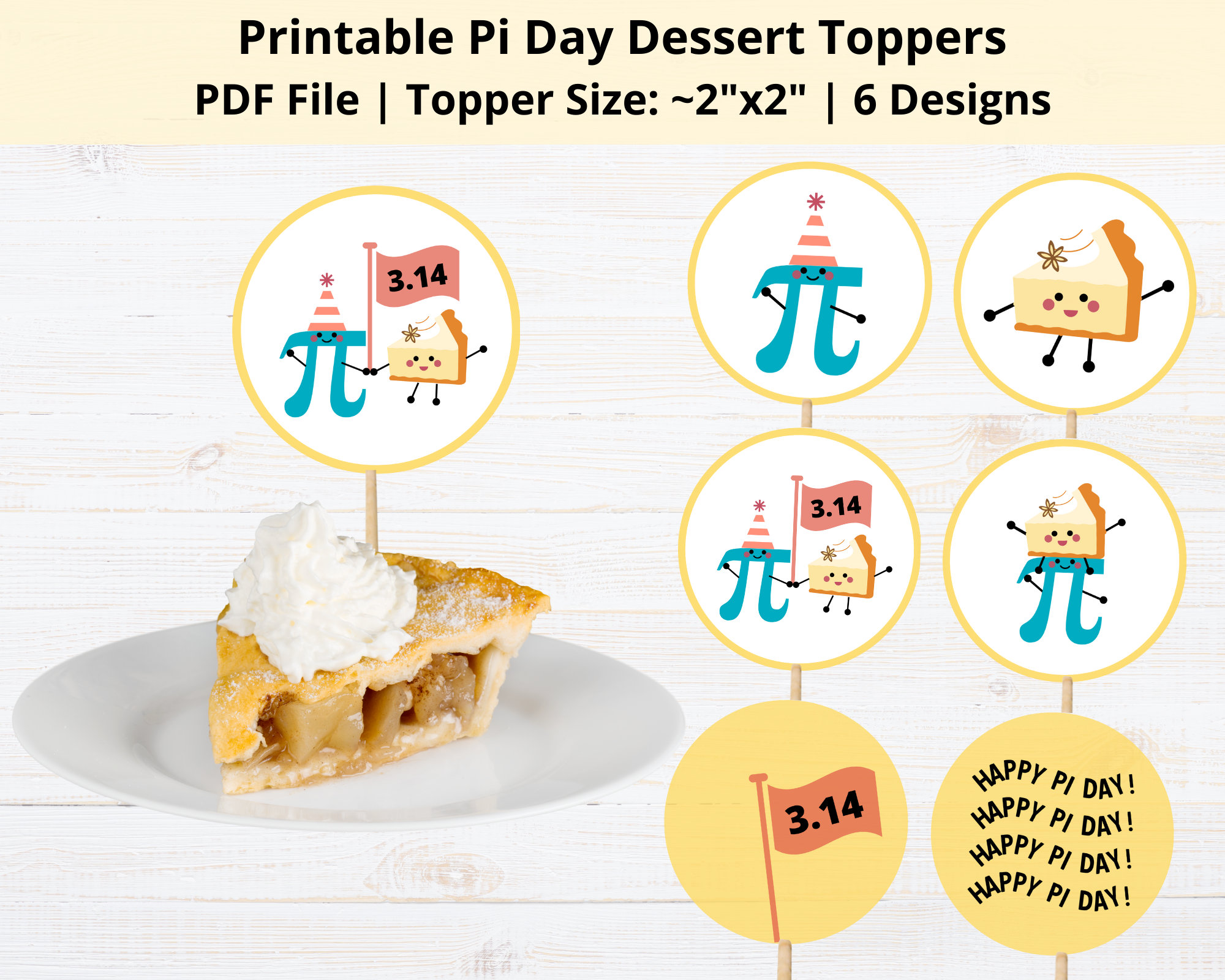 Printable Pi Day Toppers | Pi Day Dessert Toppers | Pi Day Cupcake ...