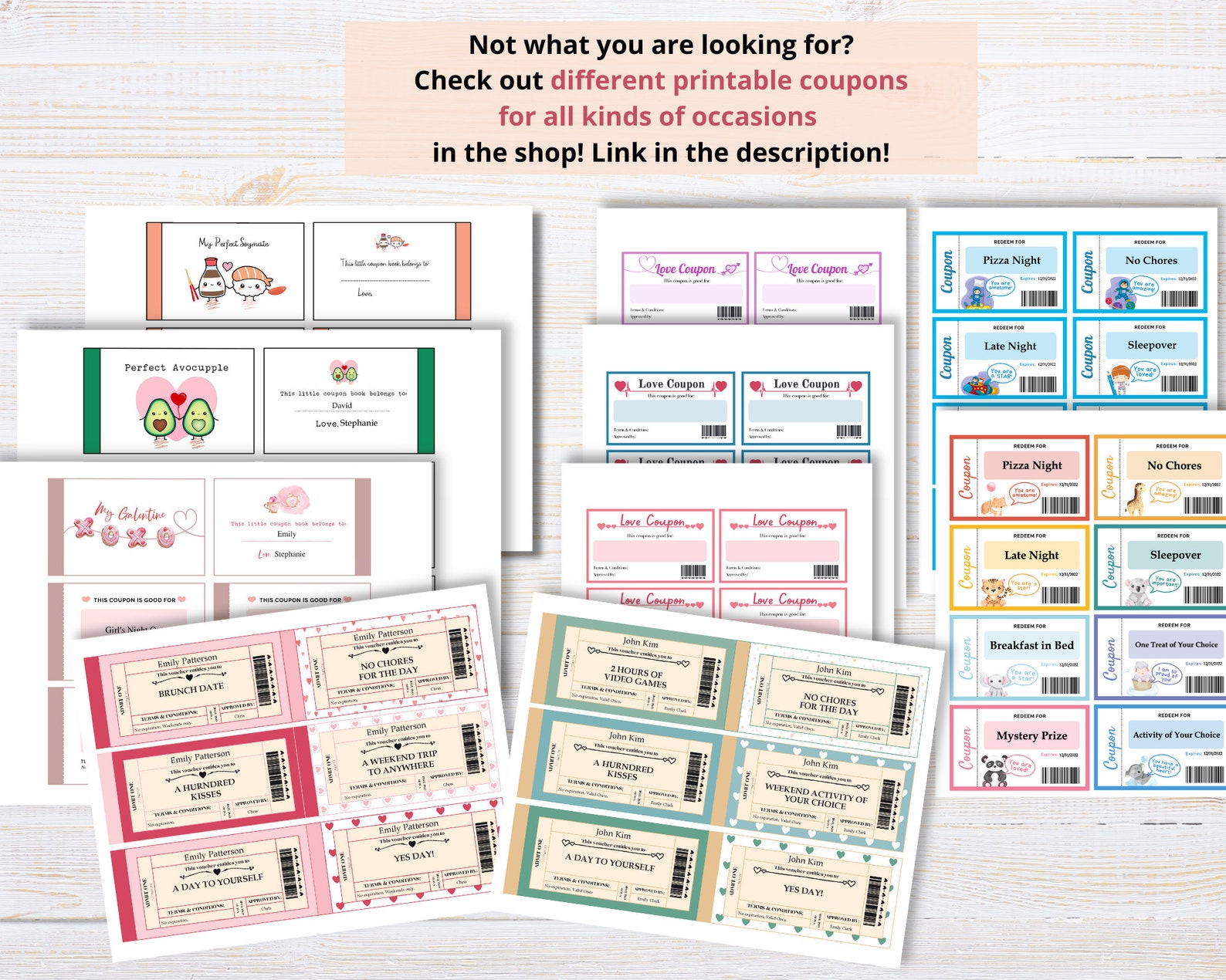 EDITABLE Love Coupon Book Printable Coupons for Her for - Etsy