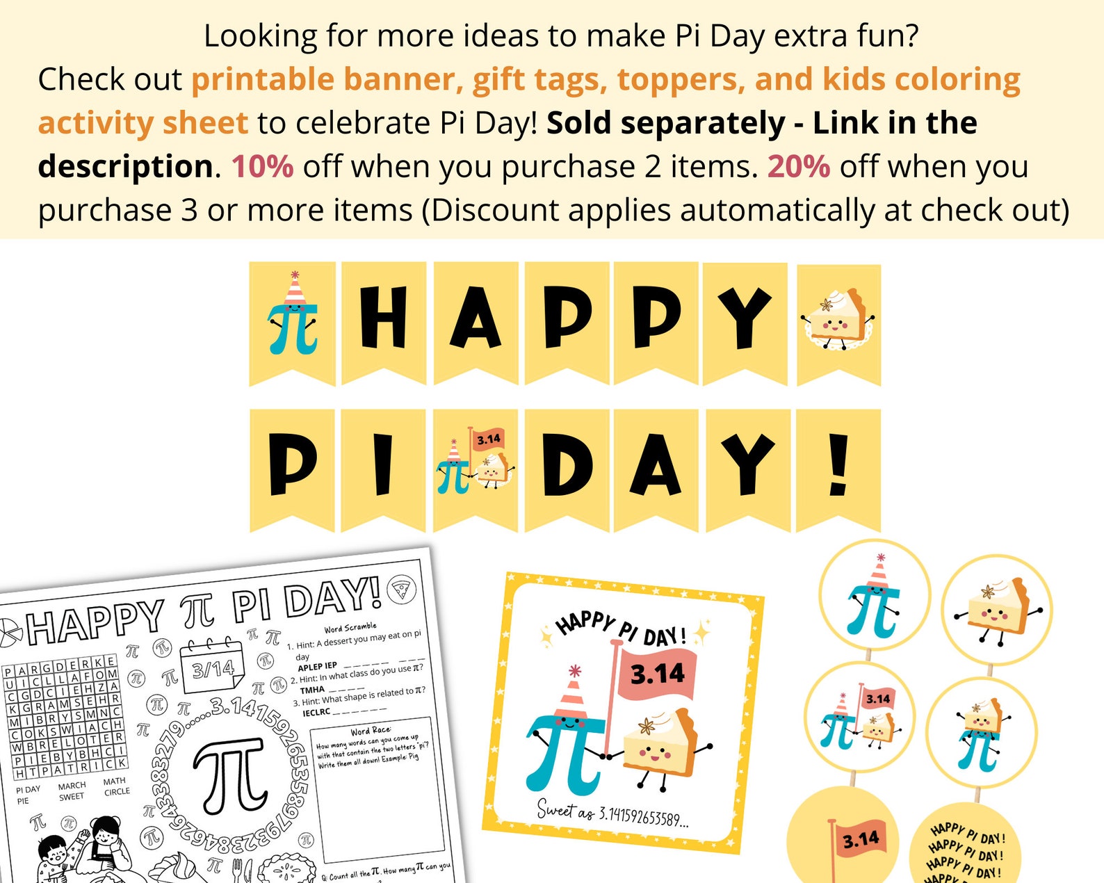Pi Day Printable Banner Happy Pi Day Banner Pi Day | Etsy