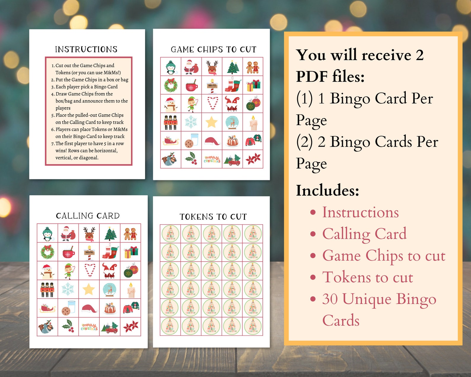 Christmas Bingo Printable | 30 Printable Bingo Cards | Christmas Party ...