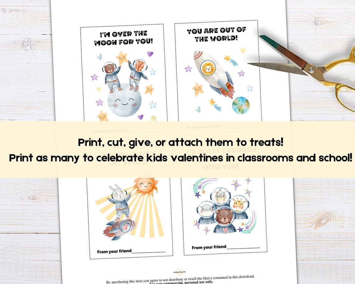 Printable Kids Outer Space Valentines Cards Gift Tags You Are Out of ...