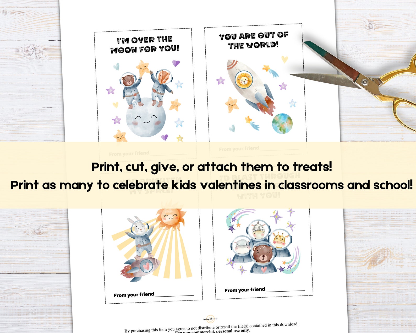 Printable Kids Outer Space Valentines Cards Gift Tags | You Are Out of ...