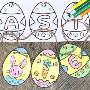 Kids Easter DIY Coloring Banner Crafts | Printable Happy Easter DIY ...