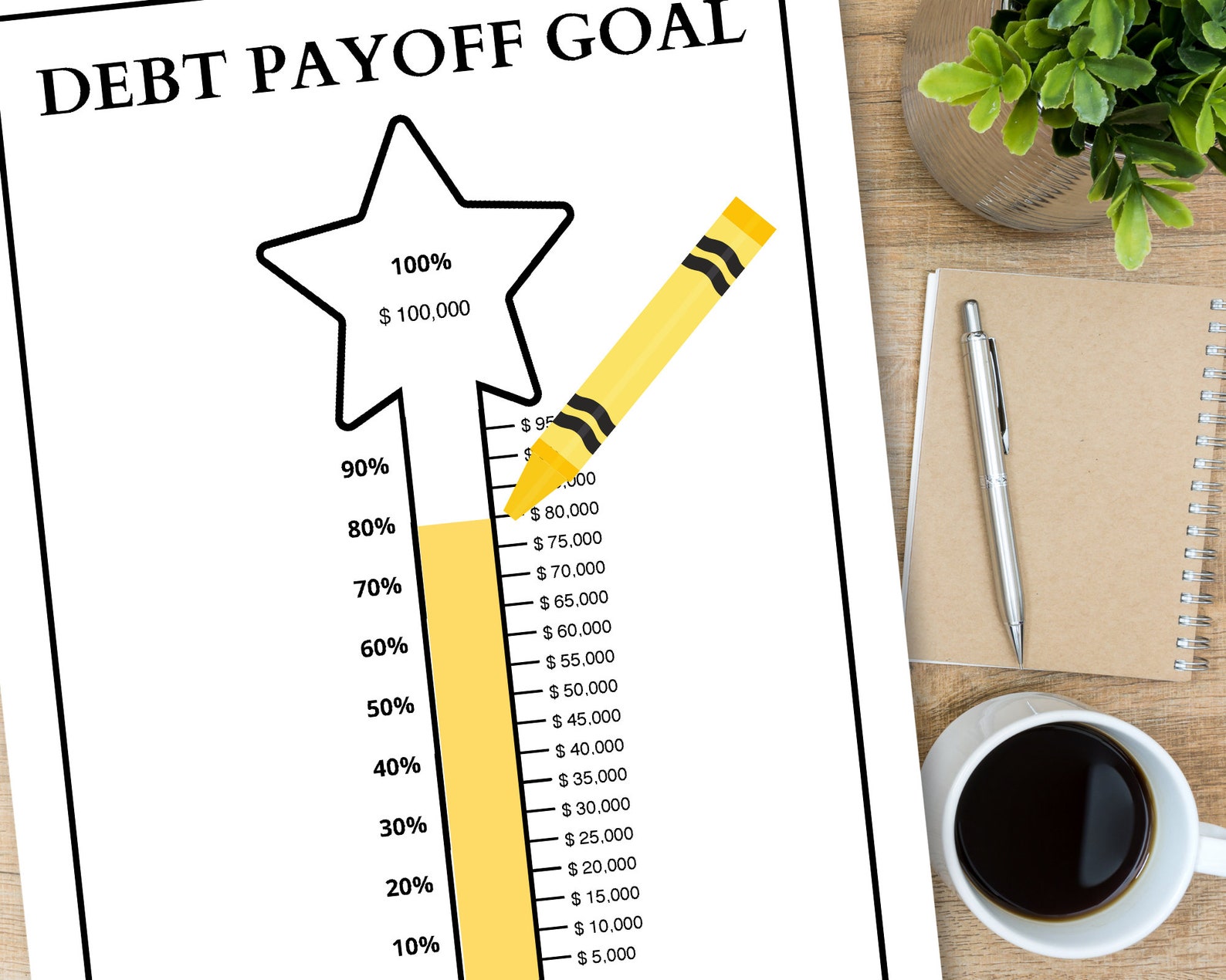 Debt Payoff Goal Tracker Printable Fillable Debt Payoff Thermometer ...