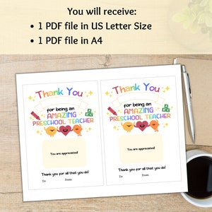 Preschool Teacher Appreciation Gift Card Holder | Printable Daycare ...