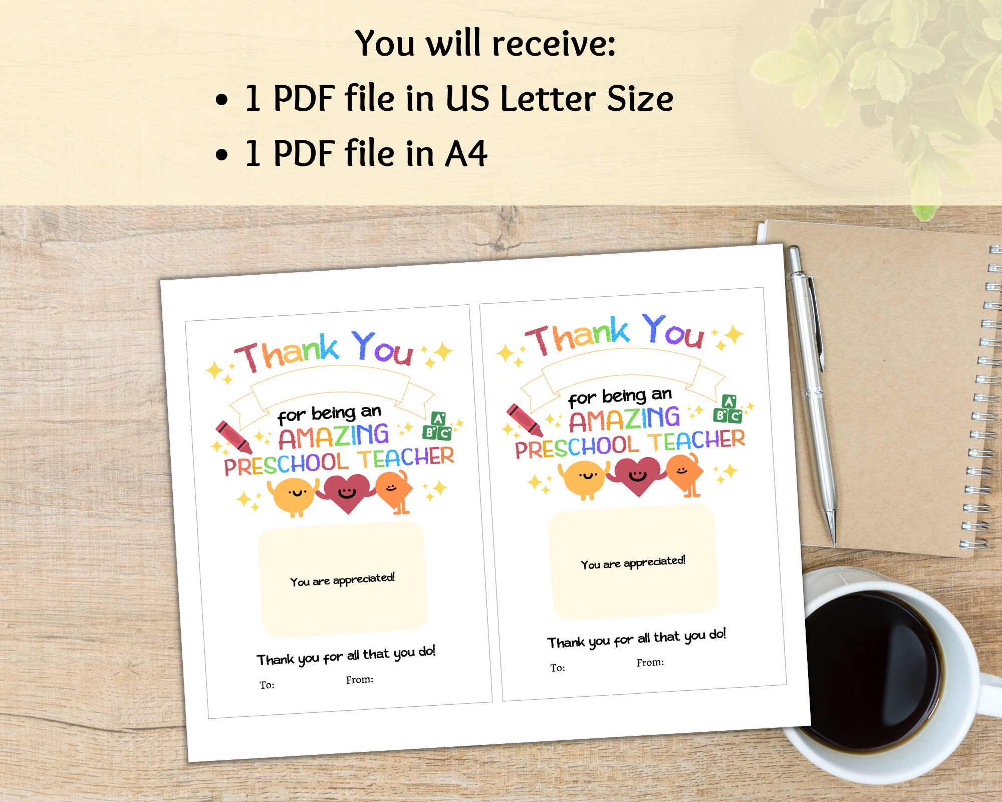 Preschool Teacher Appreciation Gift Card Holder | Printable Daycare ...