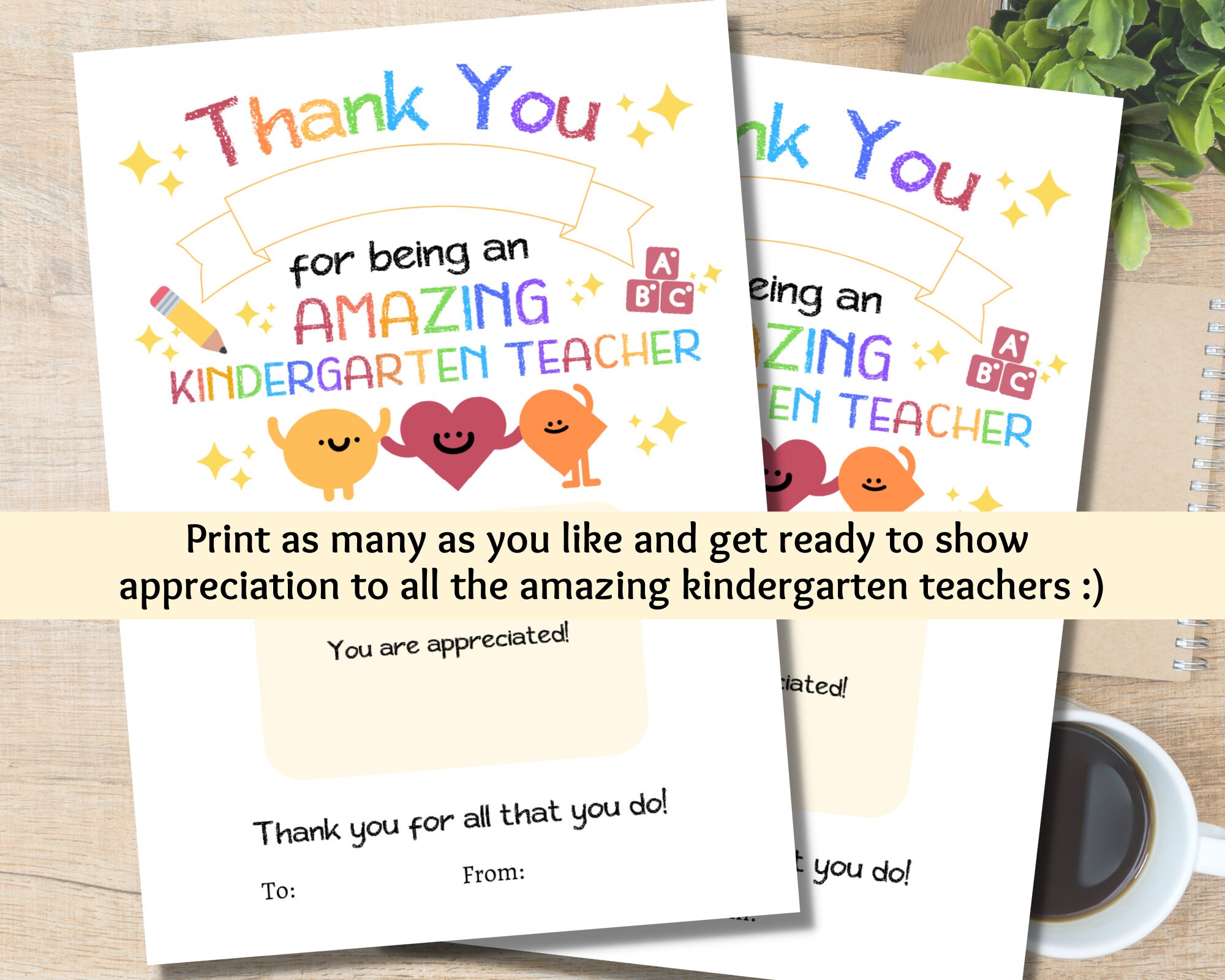 Kindergarten Teacher Appreciation Gift Card Holder Printable Teacher ...