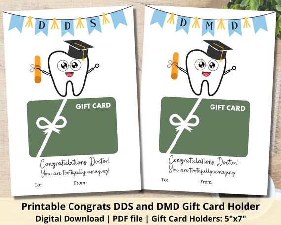 DDS and DMD Dental Grad Gift Card Holder Printable Dental | Etsy