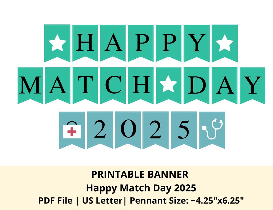 2025 Happy Match Day Printable Banner | Residency Match Day Banner ...