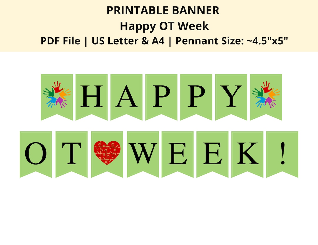 Happy OT Week Printable Banner | Happy Occupational Therapy Week Banner ...