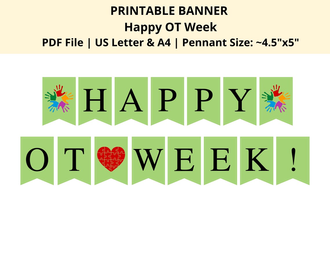Happy OT Week Printable Banner | Happy Occupational Therapy Week Banner ...
