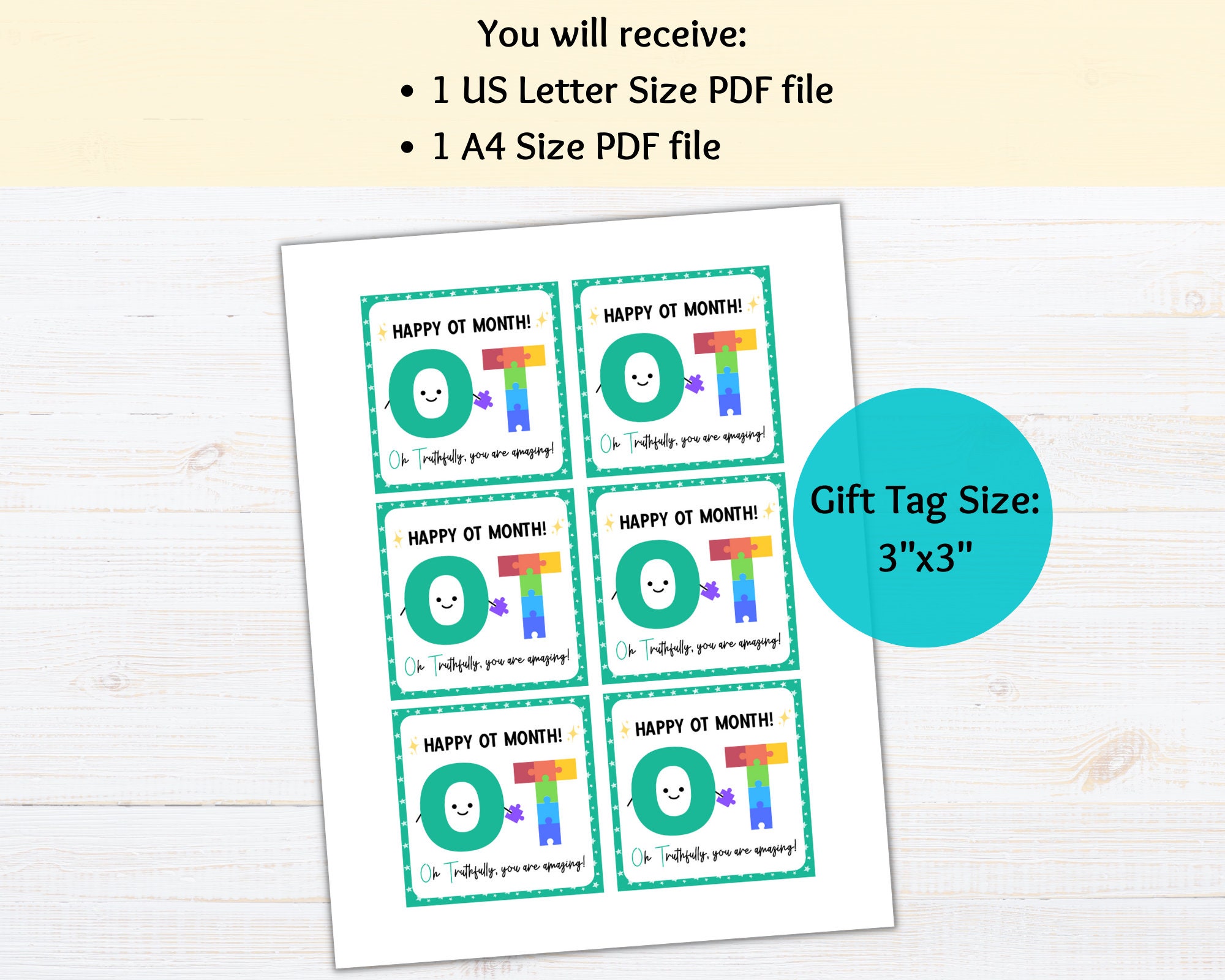 Occupational Therapy Month Printable Gift Tags | Happy OT Month Favor ...