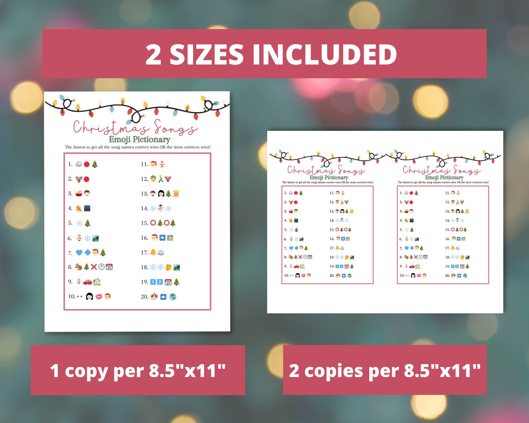 Christmas Songs Emoji Pictionary Printable Christmas Songs Pictionary ...